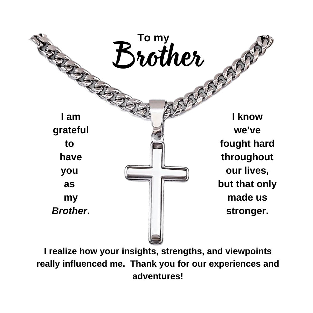 Gift for Brother | Cuban Chain Cross Necklace